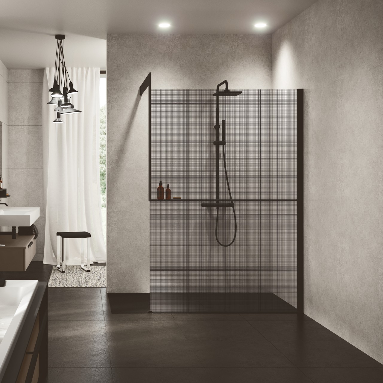Walk-in showers Kuadra H Frame printed glass - Novellini